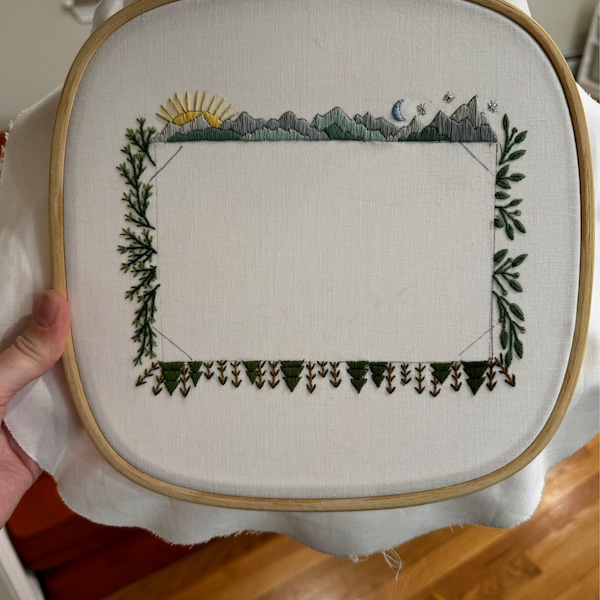 PDF Pattern, Nature Embroidery, 4x6" Frame, Mountain Range, Forest ...