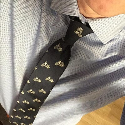 Navy Tie With Scooter Design With Signature Floral Design to the Rear ...