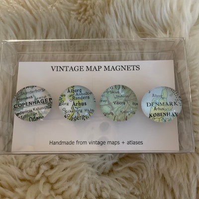 Custom Vintage Map Magnets, Set, You Pick the Locations, Map Gifts ...