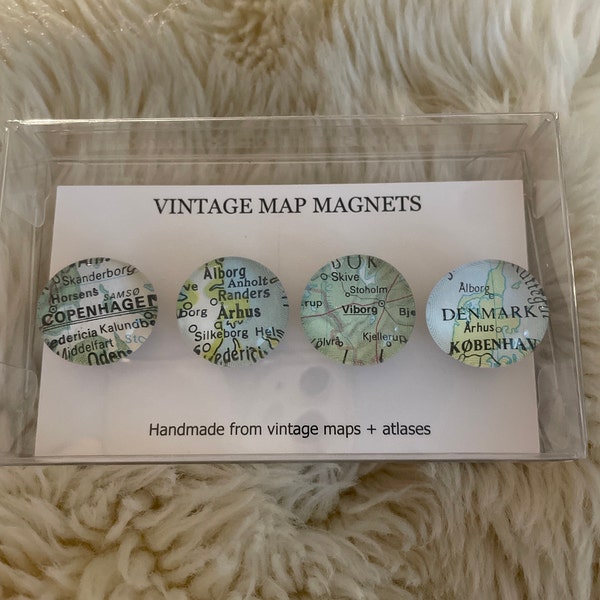 Custom Vintage Map Magnets, Set, You Pick the Locations, Map Gifts ...