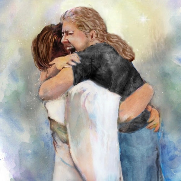 First Day in Heaven Painting - I HELD Him and Would Not Let Him Go ...