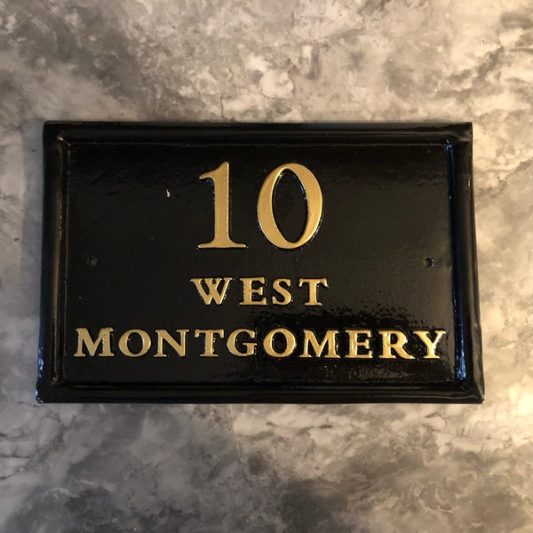 Victorian House Number Plaque Address Sign Cast Iron Nameplate Handmade ...