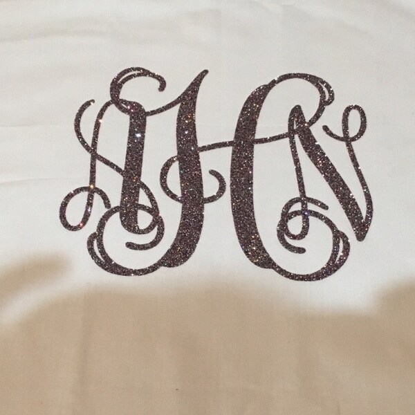 Glitter Monogram Iron On, Iron on Name, Glitter Heat Transfer Monogram ...