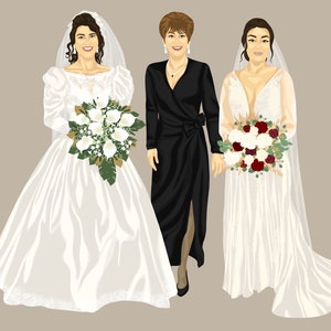 Custom Generational Wedding Portrait, Mother of the Bride Gift, Digital ...