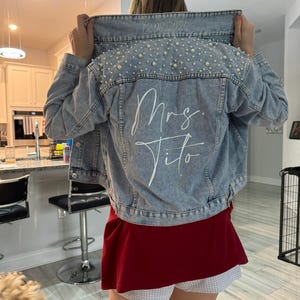 PERSONALIZED Statement Denim Bridal Jacket Custom Name Pearl Detailing ...