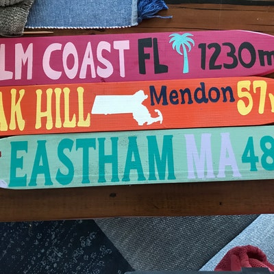 SET OF 10 Large Directional Wood Arrow Signs, Custom Mile Marker Stake ...