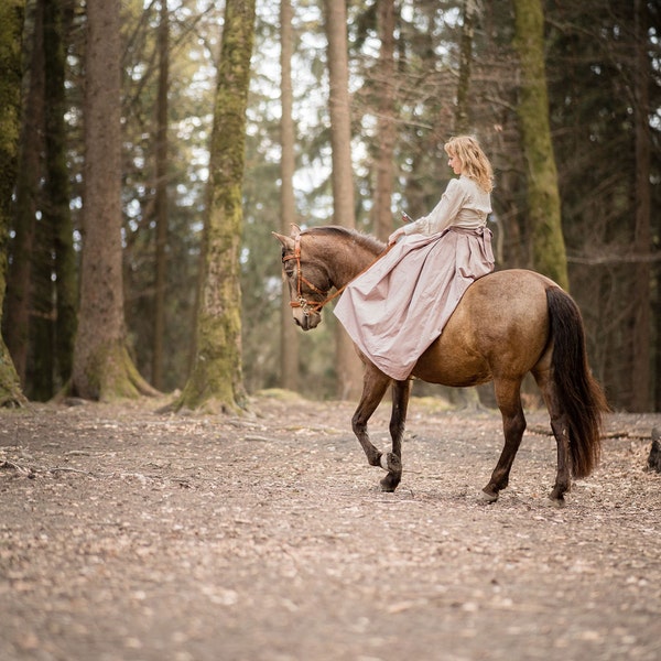 Edwardian Walking Ball Gown Riding Skirt, Solid Cotton Summer Maxi ...