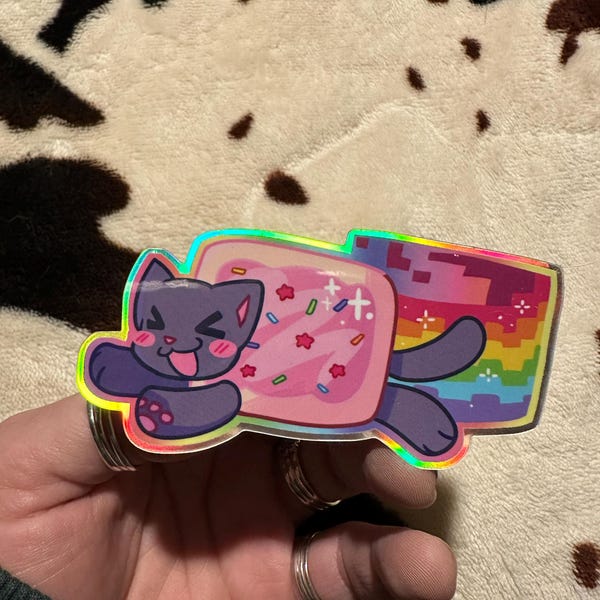 Nyan Cat! | 3.5 X 1.8 In. Holographic Vinyl Sticker - Etsy