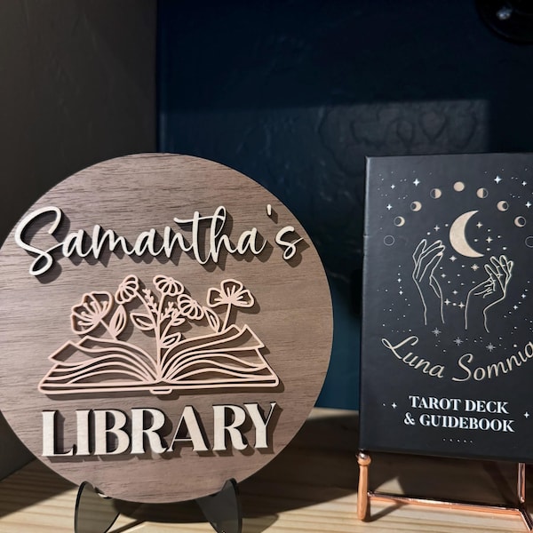 Personalized Library Sign, Book Shelf Decor, Gift for Book Lover ...