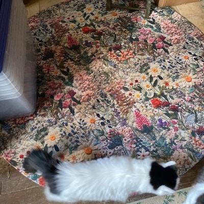 Cottagecore Flower Meadow Round Rug, Floral Round Area Rug, Round Floor ...