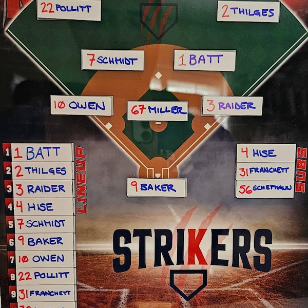 9"x12" Metal Custom Dugout Lineup Board - Etsy