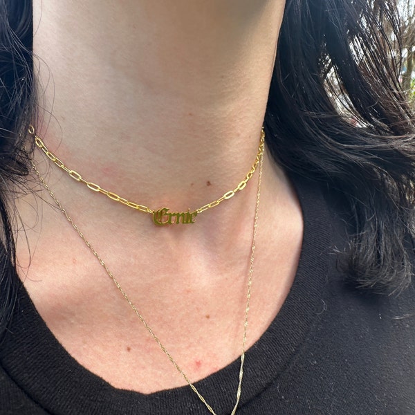 Link Chain Name Necklace in Sterling Silver & Gold • Paper Clip ...