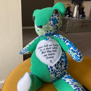 Heart Shaped Memory Bear Patch Sew On/memory Cushion - Etsy UK