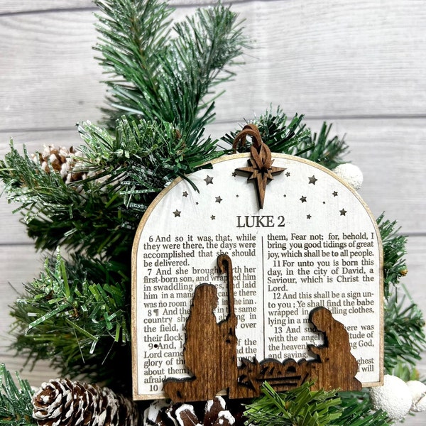 Stunning Luke 2 Bible Scripture Verses Nativity Christmas Ornament ...