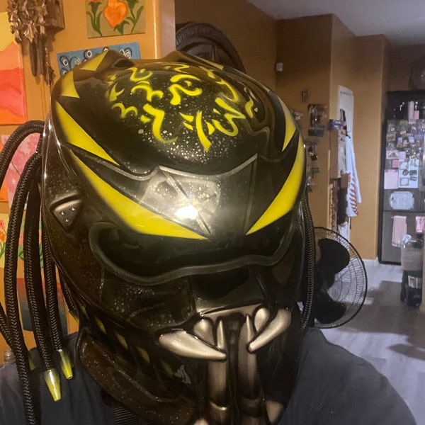 Custom Predator Motorcycle Helmet Had-painted Fire Yellow (dot & Ece ...