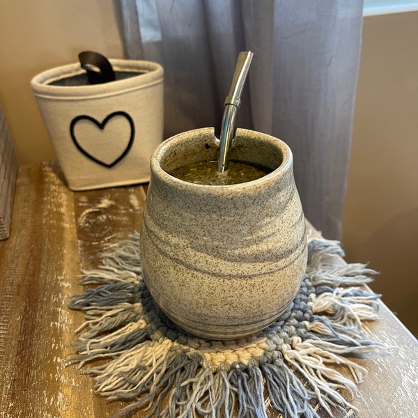 Handmade Ceramic Yerba Mate Gourd With Notch for Bombilla, Complete ...