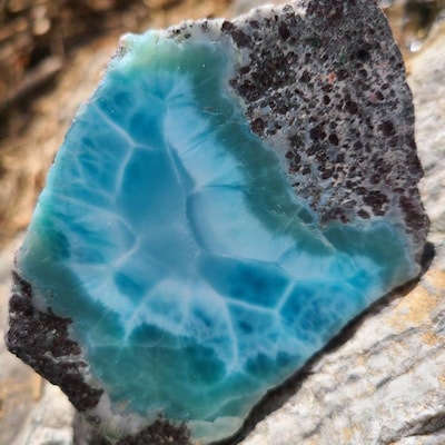 496g Super Blue Larimar Stone on Matrix, Rough Raw Mineral Specimen ...