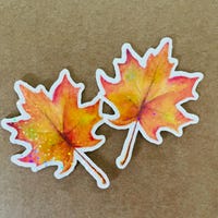 Maple Leaves Sticker, Fall Leaves Sticker, Vinyl Stickers, Watercolor ...