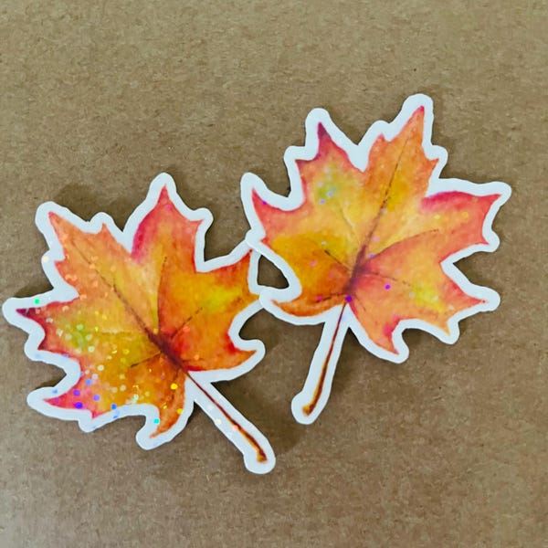 Maple Leaves Sticker, Fall Leaves Sticker, Vinyl Stickers, Watercolor ...