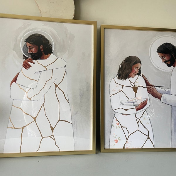 Kintsugi Christ Art Print: Japanese Golden Joinery - Etsy