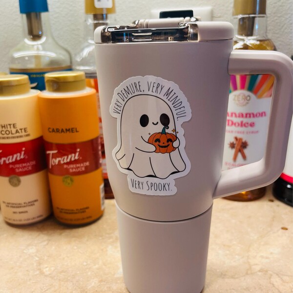 Very Demure, Mindful & Spooky Ghost Sticker • Cutesy Halloween Witchy ...