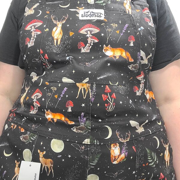 Dark Forest Dungarees: Whimsical Cottagecore Stretch Cotton Overalls ...