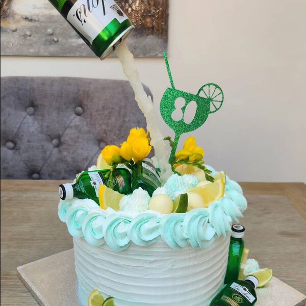 Customised Cocktail Cake Topper, Hen Do Bachelorette, Glitter Topper ...