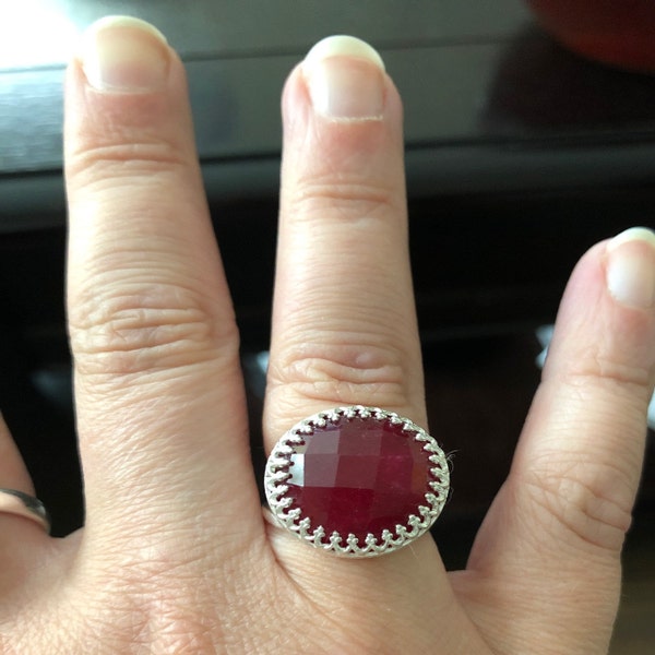 Sterling Silver Ring - Jade Ring - July Birthstone Ring - Gemstone Ring ...