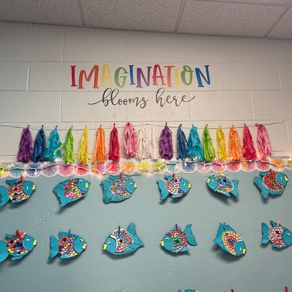 Imagination Blooms Here Decal | Classroom Decor | Children Bedroom or ...
