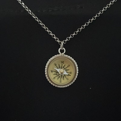 Tiny Sterling Silver Working Compass Necklace, Real Compass Jewelry ...