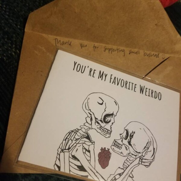 You're My Favorite Weirdo Skeletons Greeting Card / Love Anniversary ...