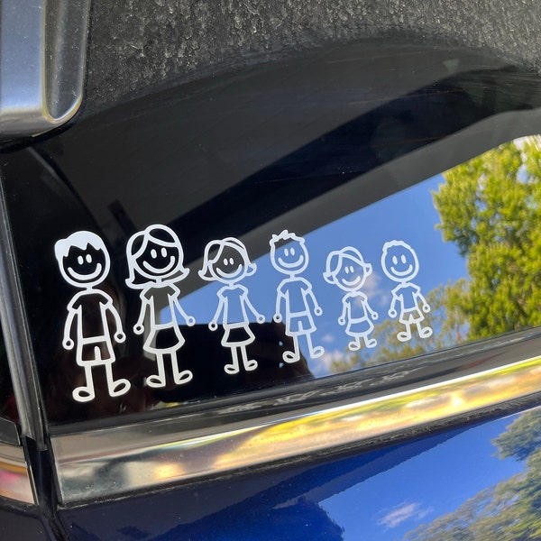 Stick People Family Decal, Stick Family Sticker, Car Window Decal ...