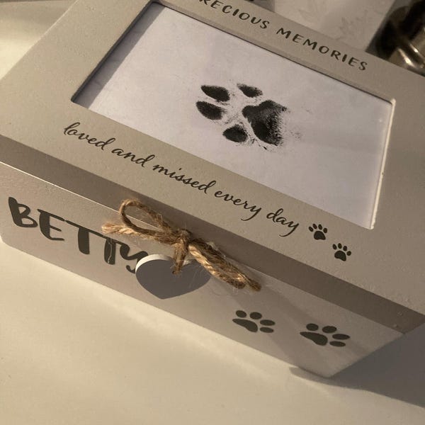 Personalised Rustic Pet Photo Memorial Dog Keepsake Box Pet Wooden ...