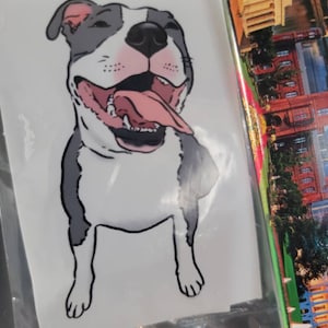 Cute Smiling Pit Bull Sticker, Pittie Sticker, Happy Pit Bull, Pit Bull ...