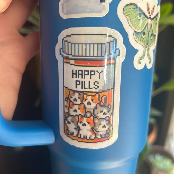 Kawaii Pixel Art Axolotl Vinyl Stickers Cute 8 Bit Marine Animals Sea ...