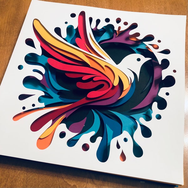 Layered Bird SVG, Shadow Box Template, Sparrow Bird 3D SVG Shadowbox ...