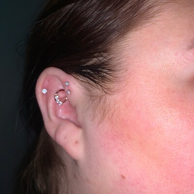 16G Tiny CZ Barbell, Triple Forward Helix, Triple Helix Stud, Helix ...
