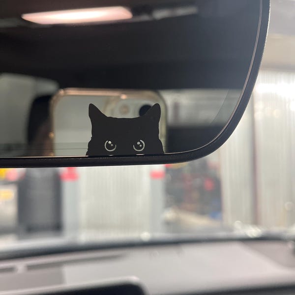 Cat Peeker Decal, Car Decal, Black Cat Peeker Sticker, Blank Button ...