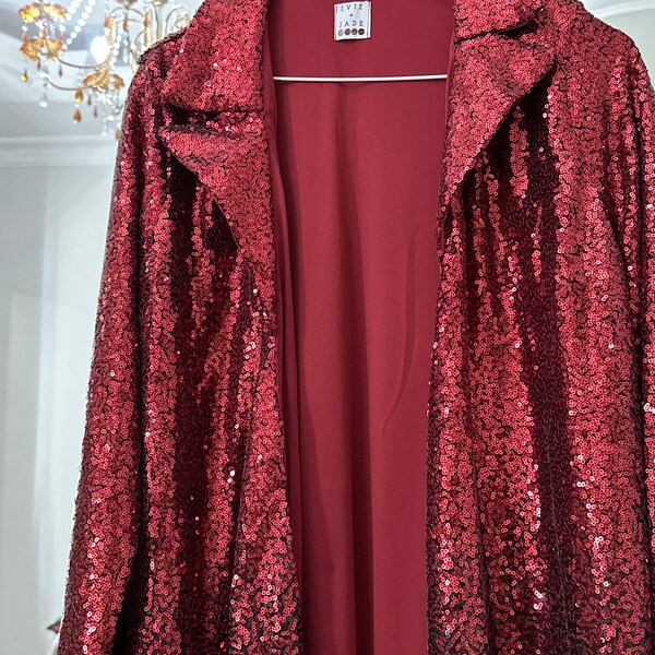 Red & Black Sequin Concert Tour Jacket | Taylor Inspired Sequins Duster ...