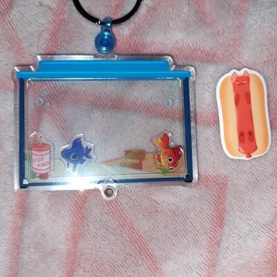 Cute Aquarium Refillable Shaker Keychain Acrylic Charms, Openable, Fish ...