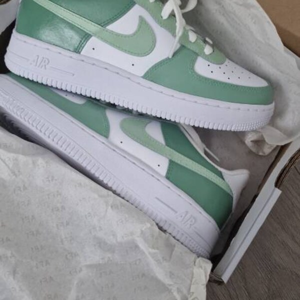 Light Green Air Force 1s Custom Designed Hand Painted - Etsy