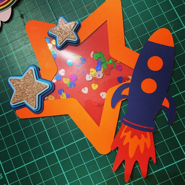 Shaker Layered Cake Topper SVG; Space Rocket Pattern Digital Kit ...