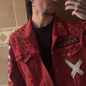 Women's Red Denim Punk Rib Cage Vest - Etsy