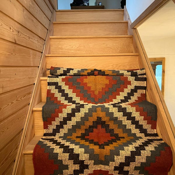2x20 Feet Kilim Stair Runner - Hand Woven Vintage Aztec Motif Style ...