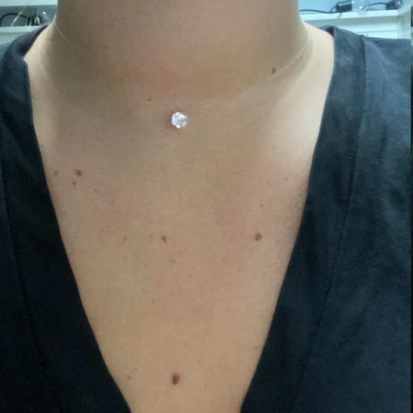 Invisible Necklace Small Solitaire Pendant Crystallized Pure Brilliance ...