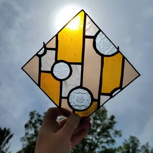 Square Stained Glass Geometric Pattern, Modern Stained Glass Design ...