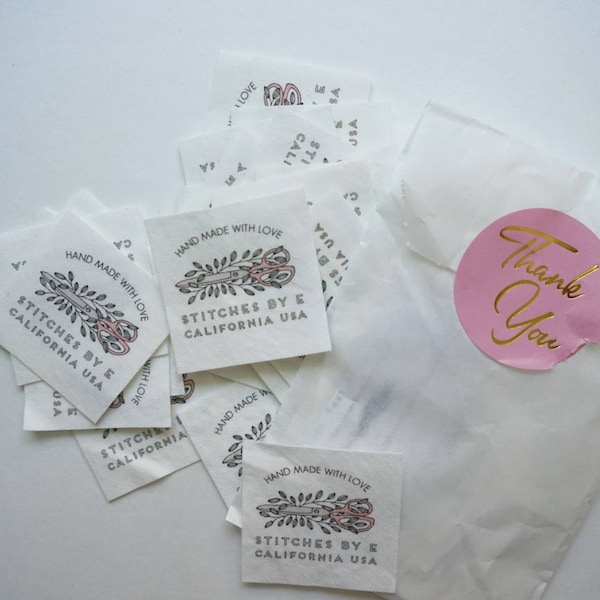 Custom Logo Labels for Handmade Items - Designed With Delicate Sewing ...
