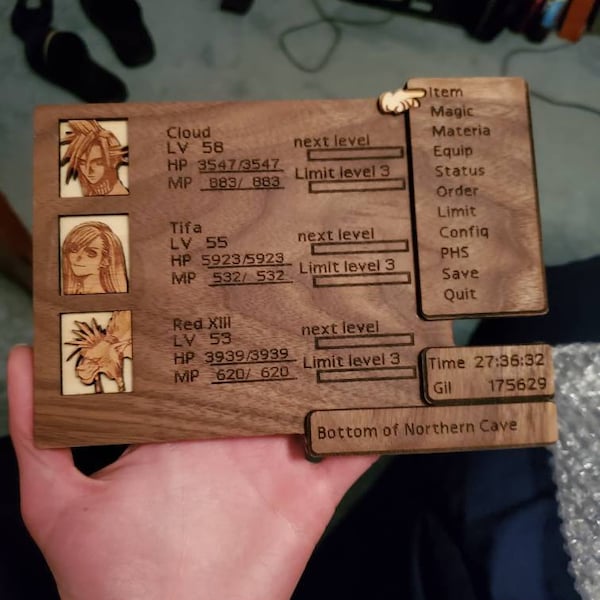 Custom Wooden Final Fantasy 7 Menu Screen With Characters You Can Pick ...