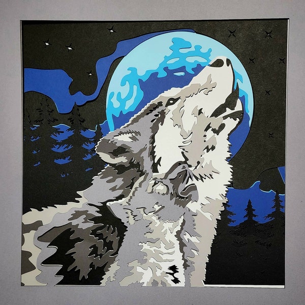 Wolf 3D Box, Wolf Svg, Wolf Shadow Box Svg, Cricut File, Cutting Cricut ...