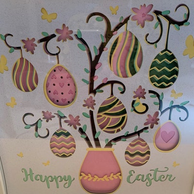 3D Easter Egg Tree Shadow Box, Happy Easter SVG, Easter Tree Shadowbox ...